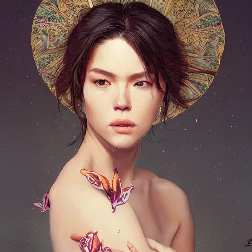 kintsugi art on a women's back, ultra realistic | Stable Diffusion