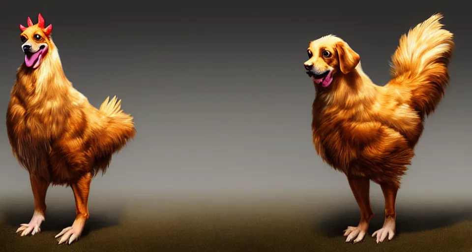 a digital painting of a dog - chicken hybrid, | Stable Diffusion