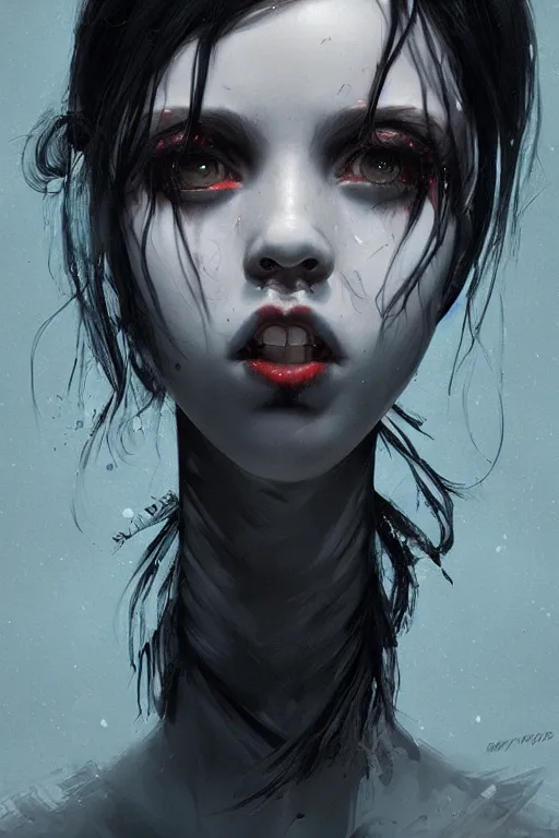portrait of a creepy horror girl black hair by Tooth | Stable Diffusion ...