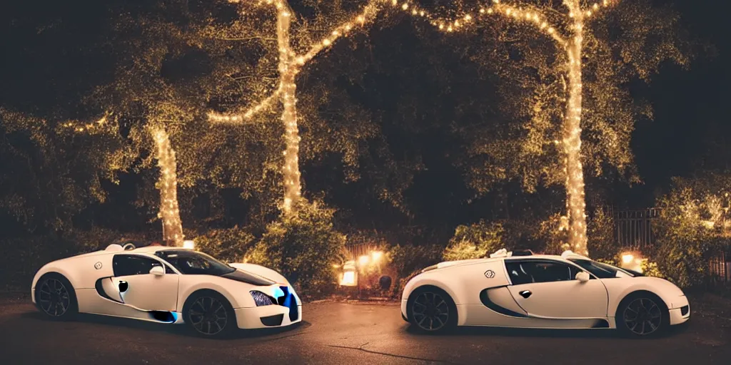 bugatti veyron, warm lighting, fairy lights, backyard | Stable ...