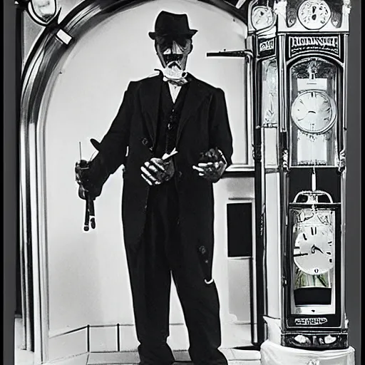 humanoid grandfather clock smoking a cigarette with a | Stable ...