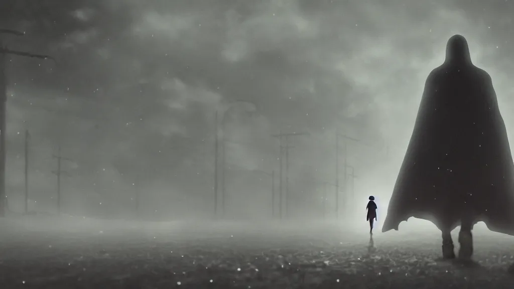 Animated film still, medium distance, a cloaked figure | Stable ...