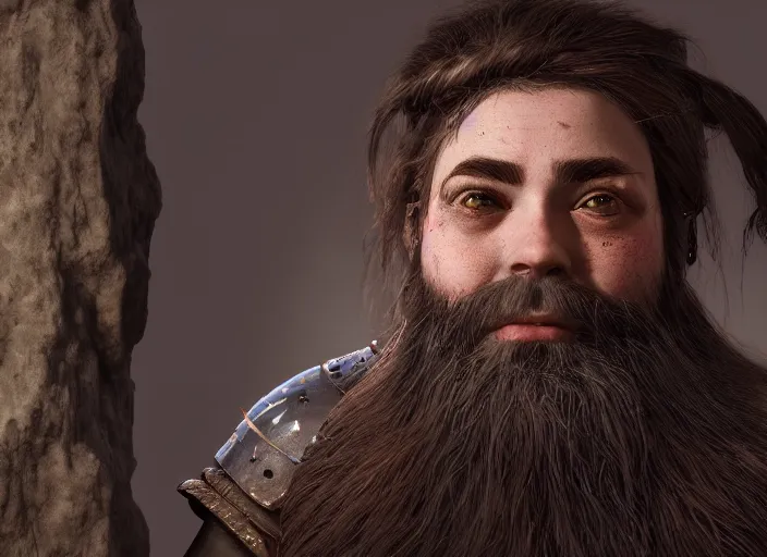 Beautiful art portrait of a bearded female dwarf | Stable Diffusion