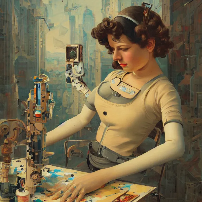 robot artist painting a self - portrait on a canvas. | Stable Diffusion ...