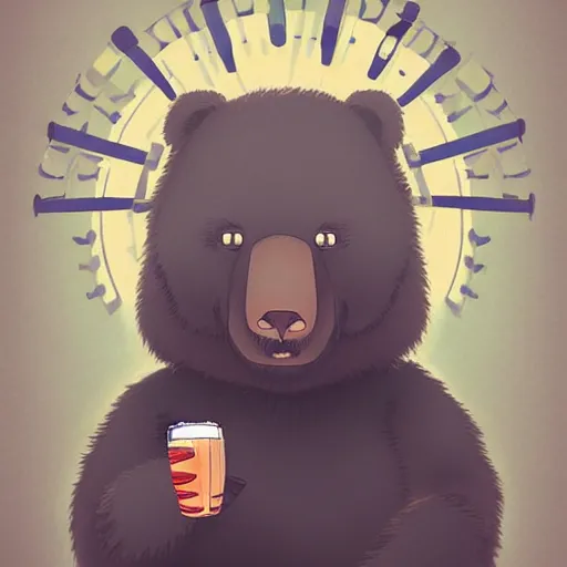 Happy bear drink beer on birhtday by Hayao Miyazaki, | Stable Diffusion | OpenArt