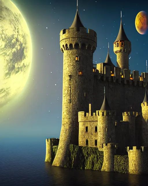 medieval castle floating in space, bustling space | Stable Diffusion ...