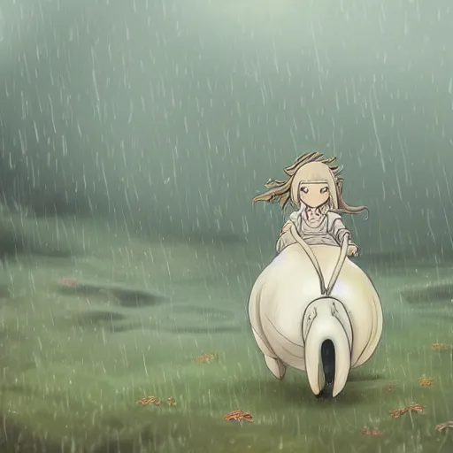 a beautiful girl riding a giant white rabbit. the girl | Stable ...