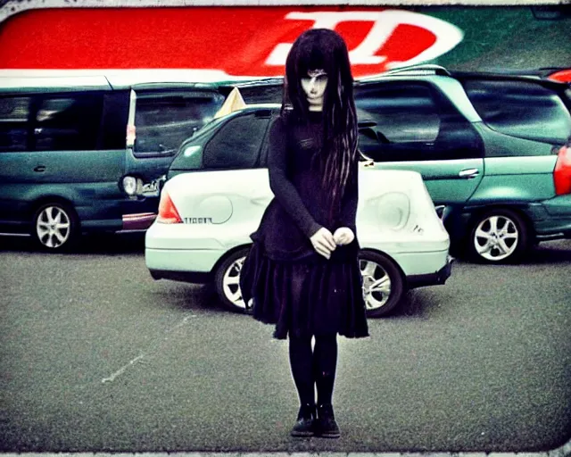 poor quality digital photo of a goth emo girl, tesco | Stable Diffusion ...