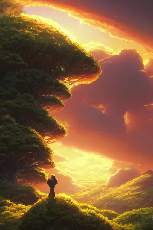 a highly detailed matte painting of a man on a hill | Stable Diffusion ...