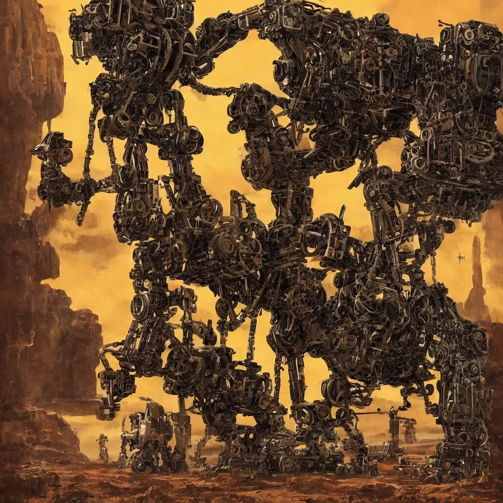 a (pulp sci-fi) poster depicting a giant ((((rusted | Stable Diffusion ...