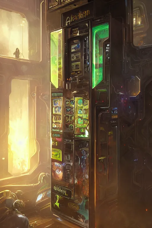 alien tech vending machine with magic potions inside, | Stable ...