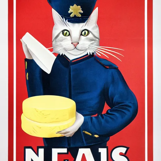 a propaganda poster depicting a cat dressed as french | Stable Diffusion