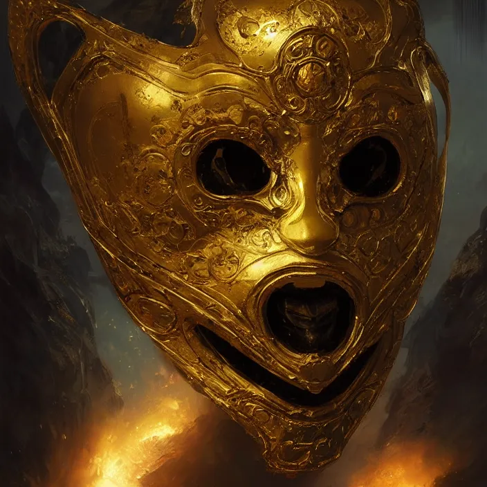 4k golden mask with 3 faces, art by greg rutkowski, | Stable Diffusion ...