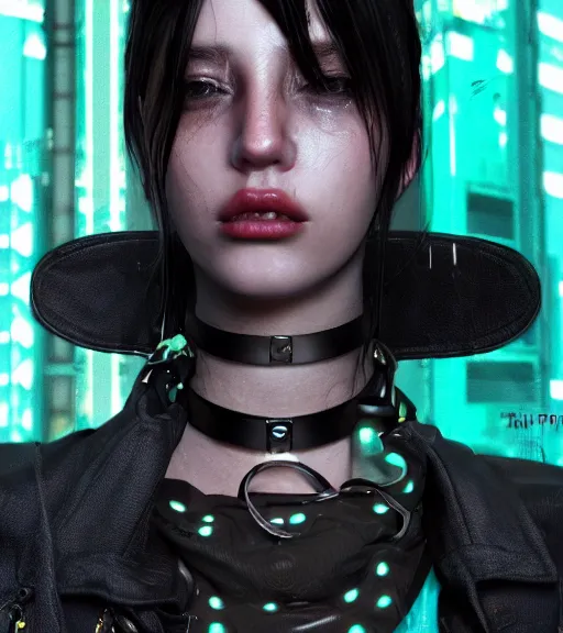detailed realistic female character cyberpunk wearing | Stable Diffusion