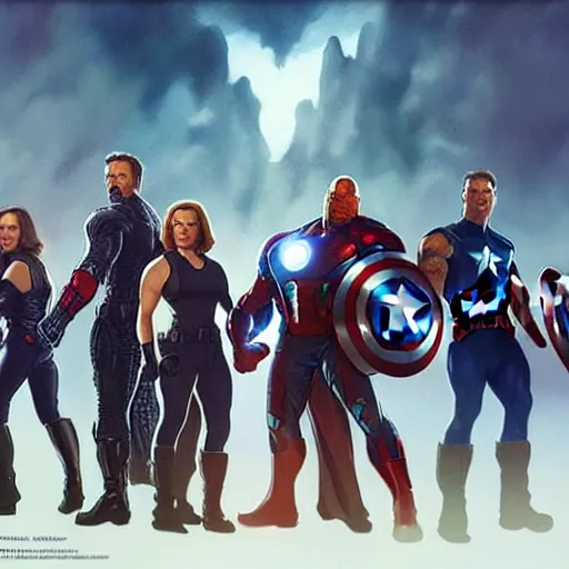 A group photo of the Avengers but it's all Dwayne | Stable Diffusion ...