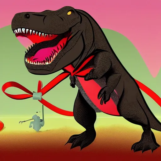 T-Rex-wearing-princess-bow illustration | Stable Diffusion | OpenArt