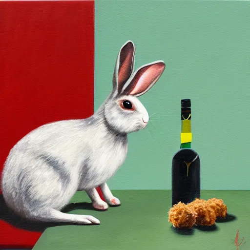 a painting of a rabbit drinking tequila and eating | Stable Diffusion