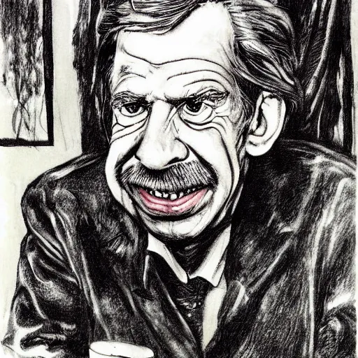 a comics drawing of vaclav havel by karel saudek | Stable Diffusion ...