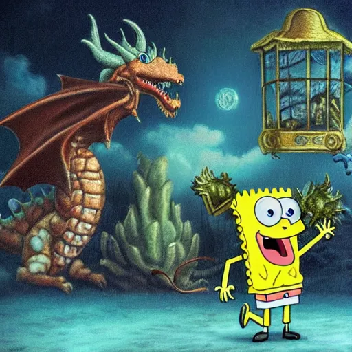 spongebob riding a dragon | Stable Diffusion | OpenArt