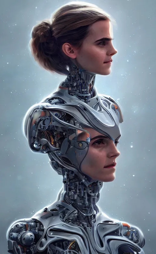 A neuralink cyborg robot with the face of Emma Watson, | Stable ...