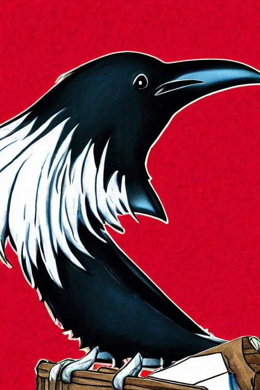 highly detailed anime visual key of a raven wearing | Stable Diffusion ...