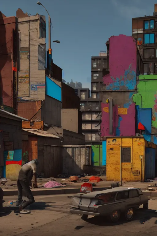 slum and homeless hood, aesthetic, pop art, by mike | Stable Diffusion ...