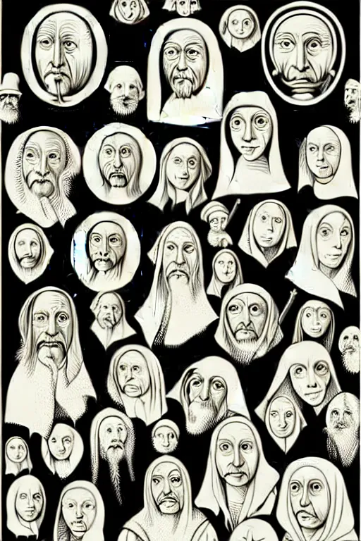 hieronymus bosch faces, vector art | Stable Diffusion | OpenArt