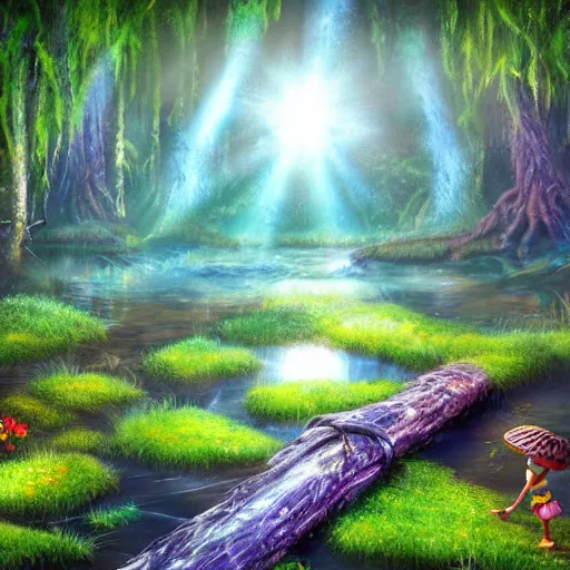 magical swamp, nostalgic disney art, fairies, | Stable Diffusion