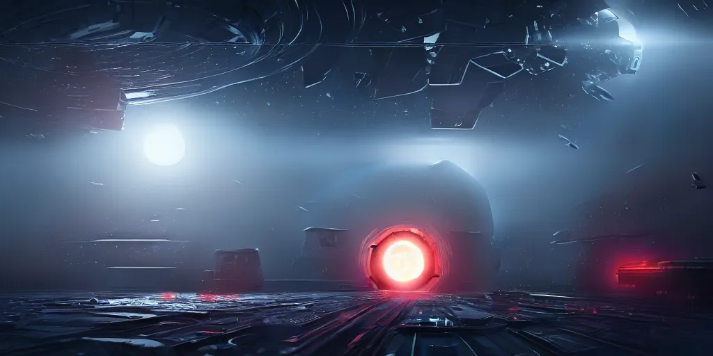 a dark scene of outer space station full of horror by | Stable ...