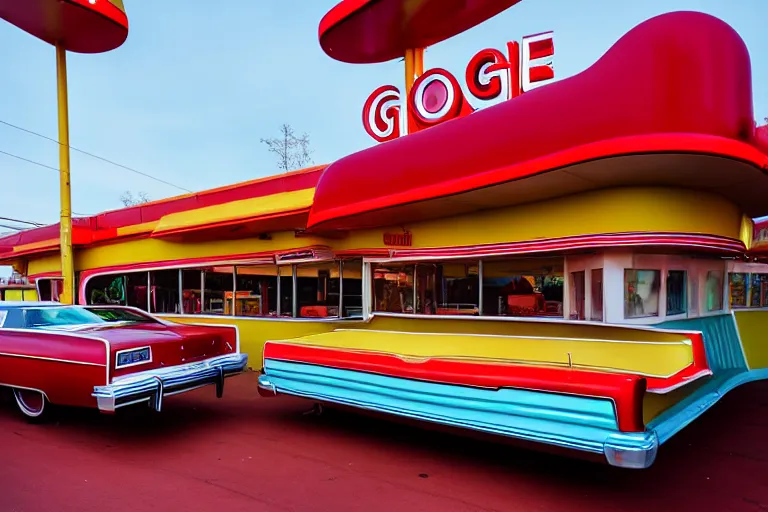 1 9 7 5 googie hamburger themed classic american | Stable Diffusion
