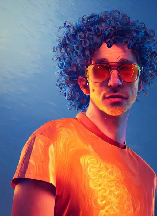 glowwave portrait of curly orange hair man from gta v, | Stable ...