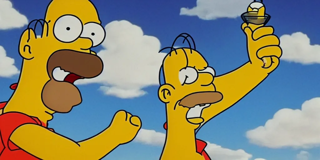 A vivid vision of Homer Simpson ascending towards a | Stable Diffusion ...