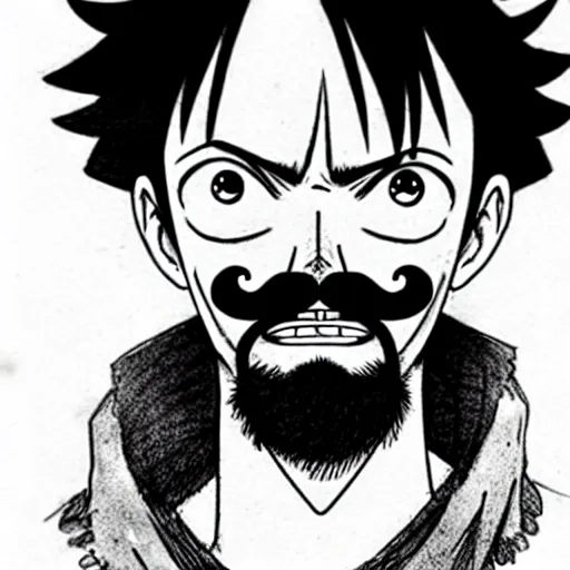 luffy with [ mustache ] by kim jung gi | Stable Diffusion | OpenArt