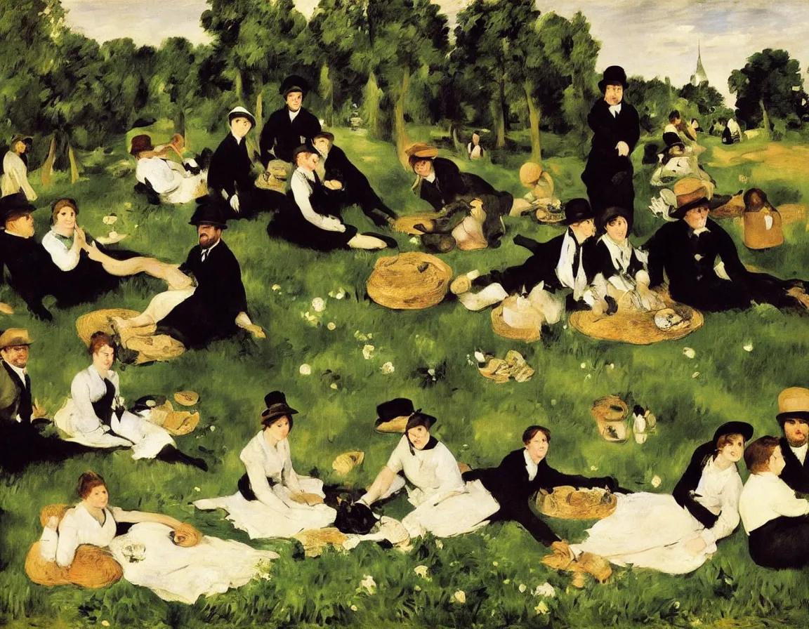 le dejeuner sur l'herbe, manet. very close up detailed | Stable ...