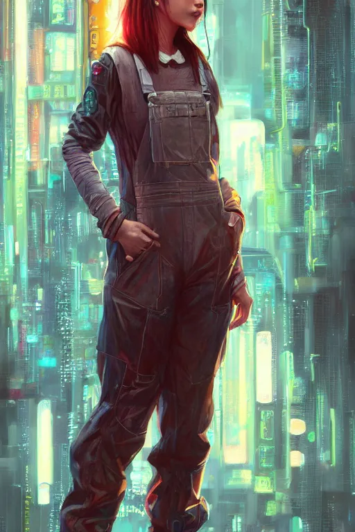a full body illustration of an asian female cyberpunk | Stable ...