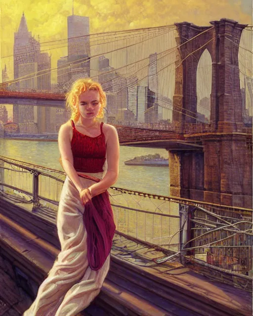 tuesday weld visits the brooklyn bridge by francine | Stable Diffusion ...