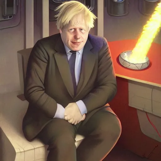 Illustration of Boris Johnson, sat in a dystopian | Stable Diffusion ...