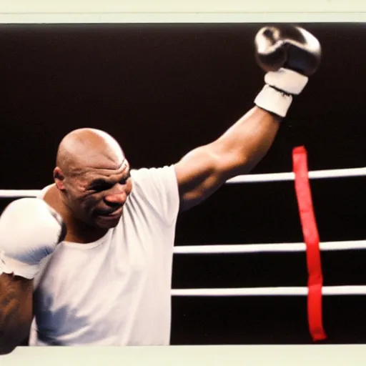 polaroid of mike tyson throwing a punch, in boxing ring | Stable ...
