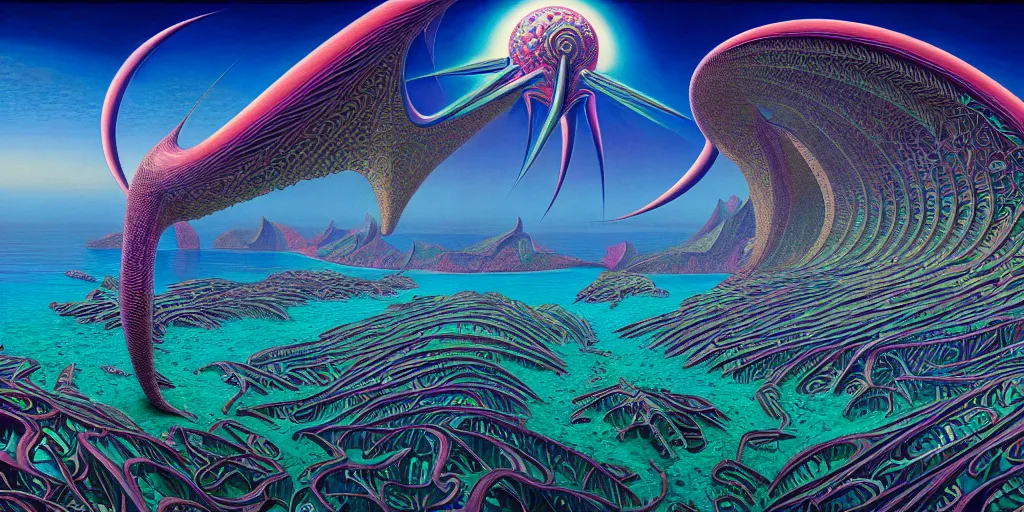 cinematic view of a dmt island paradise filled with | Stable Diffusion