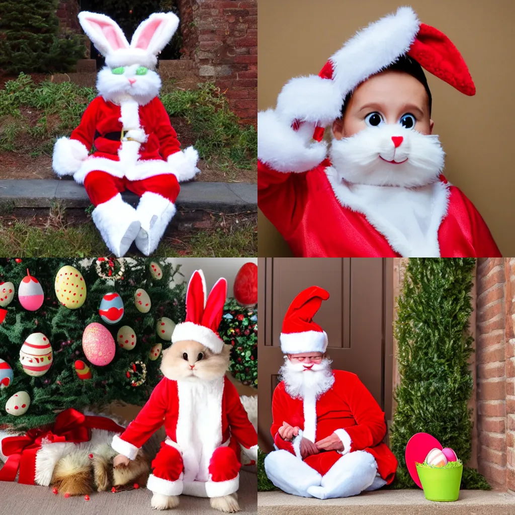 Easter bunny in a Santa costume | Stable Diffusion | OpenArt