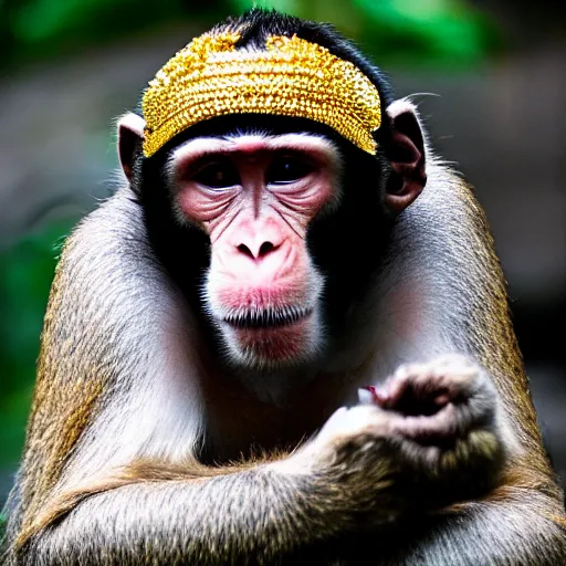 a focused monkey wearing a gold kimono, photography | Stable Diffusion ...