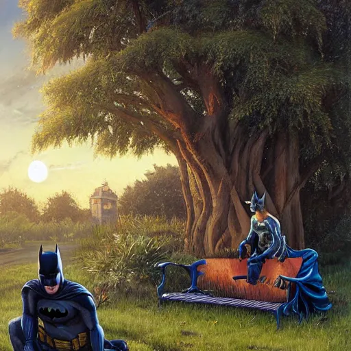 Highly detailed painting of Batman and Sonic sitting | Stable Diffusion ...