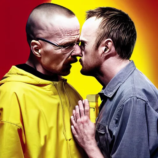 side angle of walter white passionately kissing jesse | Stable ...