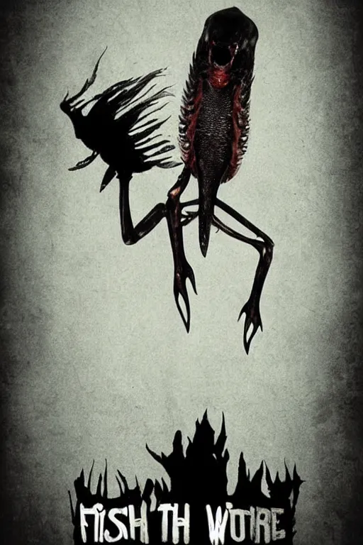 Fish with legs, horror movie poster, professional, dark | Stable ...