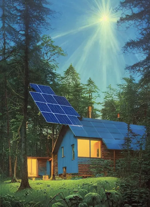 hyper realistic futuristic cottage with solar panels | Stable Diffusion