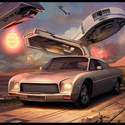 vintage old ussr car iz 2 1 2 5, as a realistic scifi | Stable Diffusion