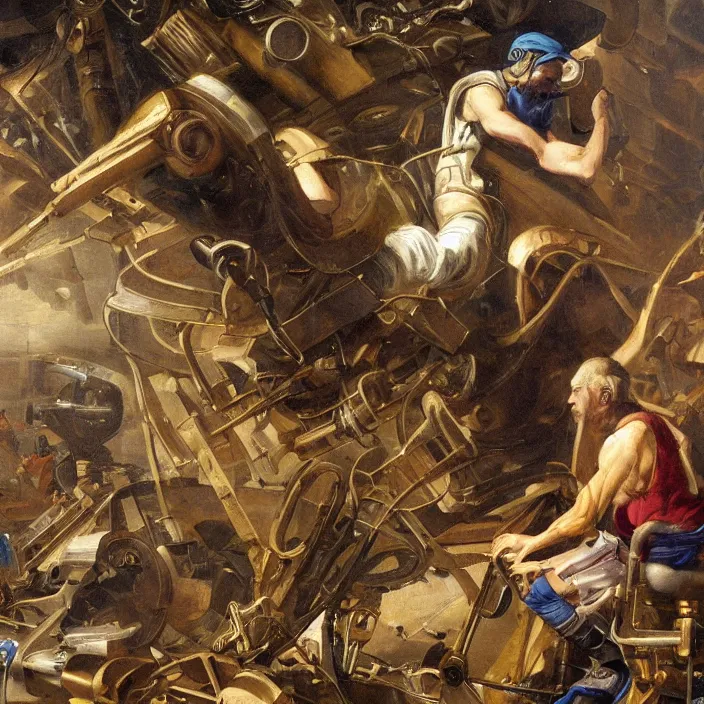 an epic painting of the last human struggling to | Stable Diffusion ...