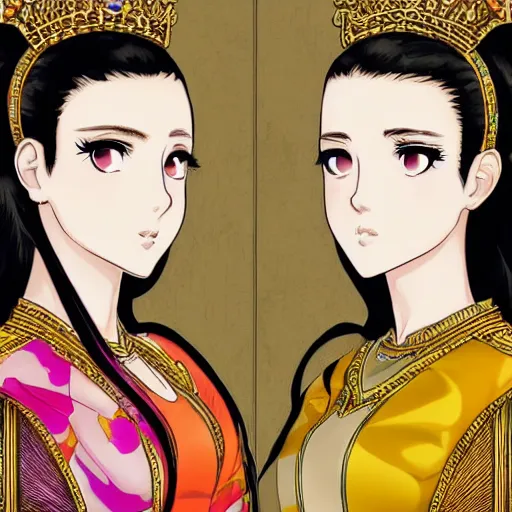 a close up of two beautiful queens facing each other | Stable Diffusion ...