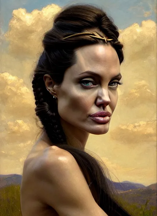 angelina jolie as a greek goddess, gold, jewelry, | Stable Diffusion ...