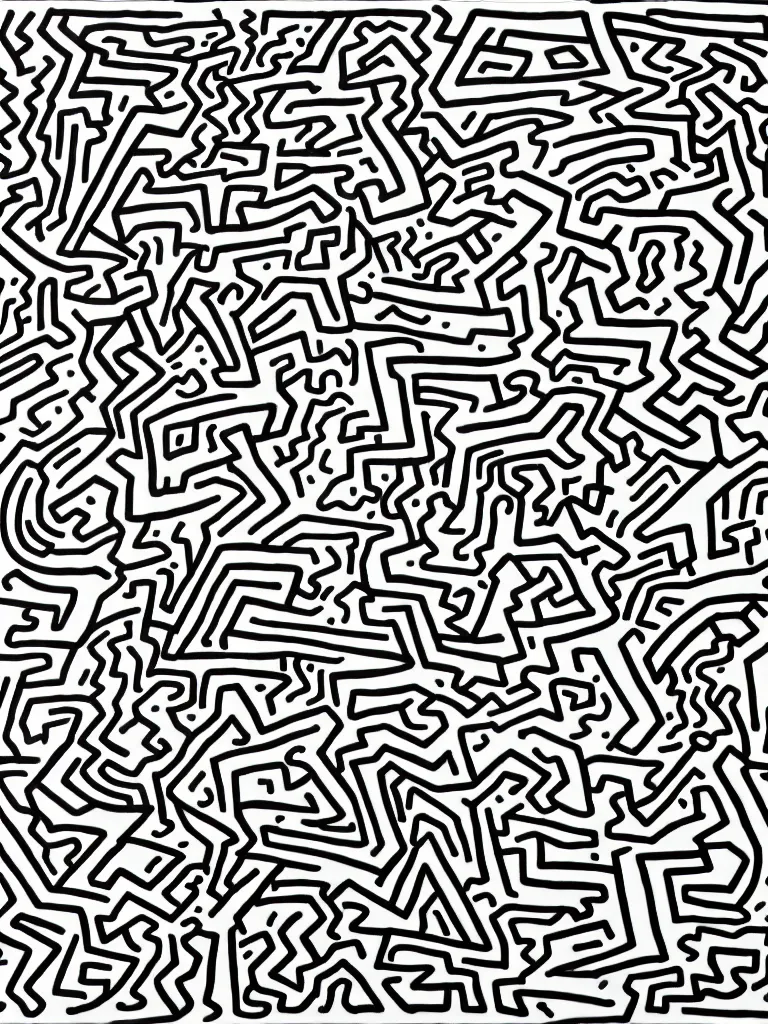 Continuous Line Drawing Inspired By Keith Haring Stable Diffusion